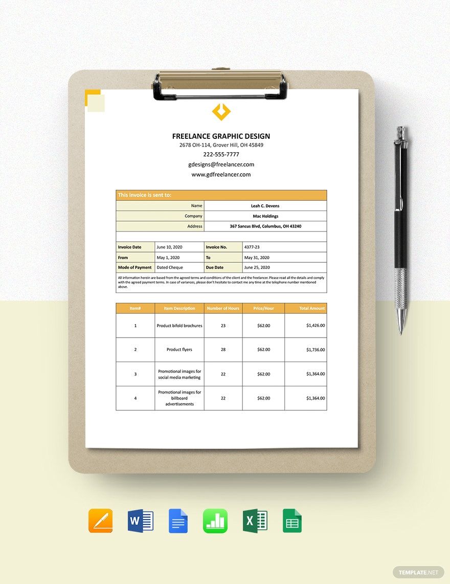Freelance Invoice Form Template Google Docs Google Sheets 