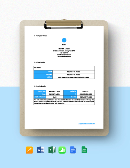 Free Blank Software Invoice Template - Google Docs, Google Sheets ...