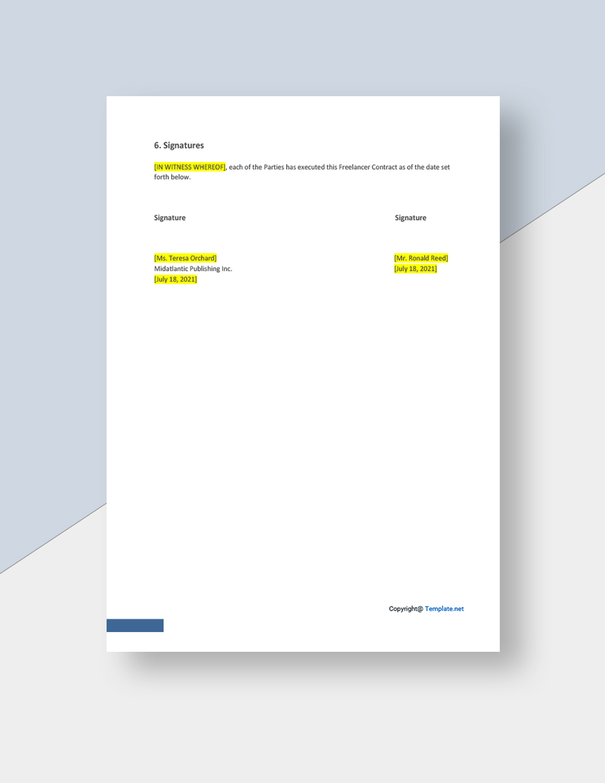 Sample Freelancer Contract Template - Google Docs, Word | Template.net
