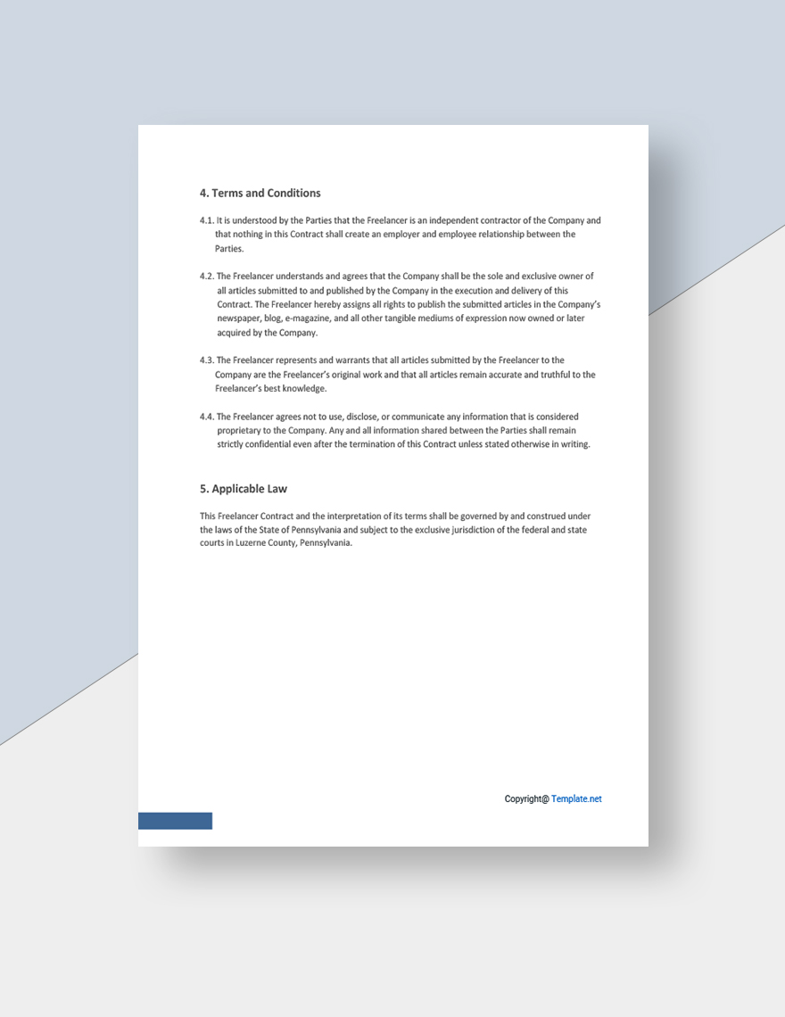 Sample Freelancer Contract Template - Google Docs, Word | Template.net