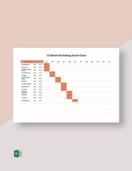 FREE Sample Marketing Gantt Chart Template - Excel