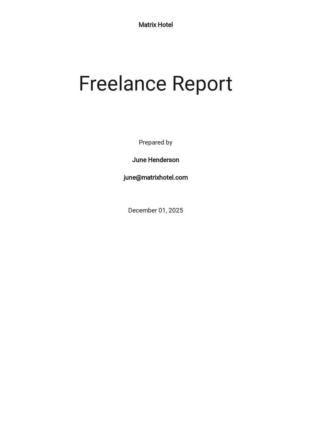 Freelancer Report Template