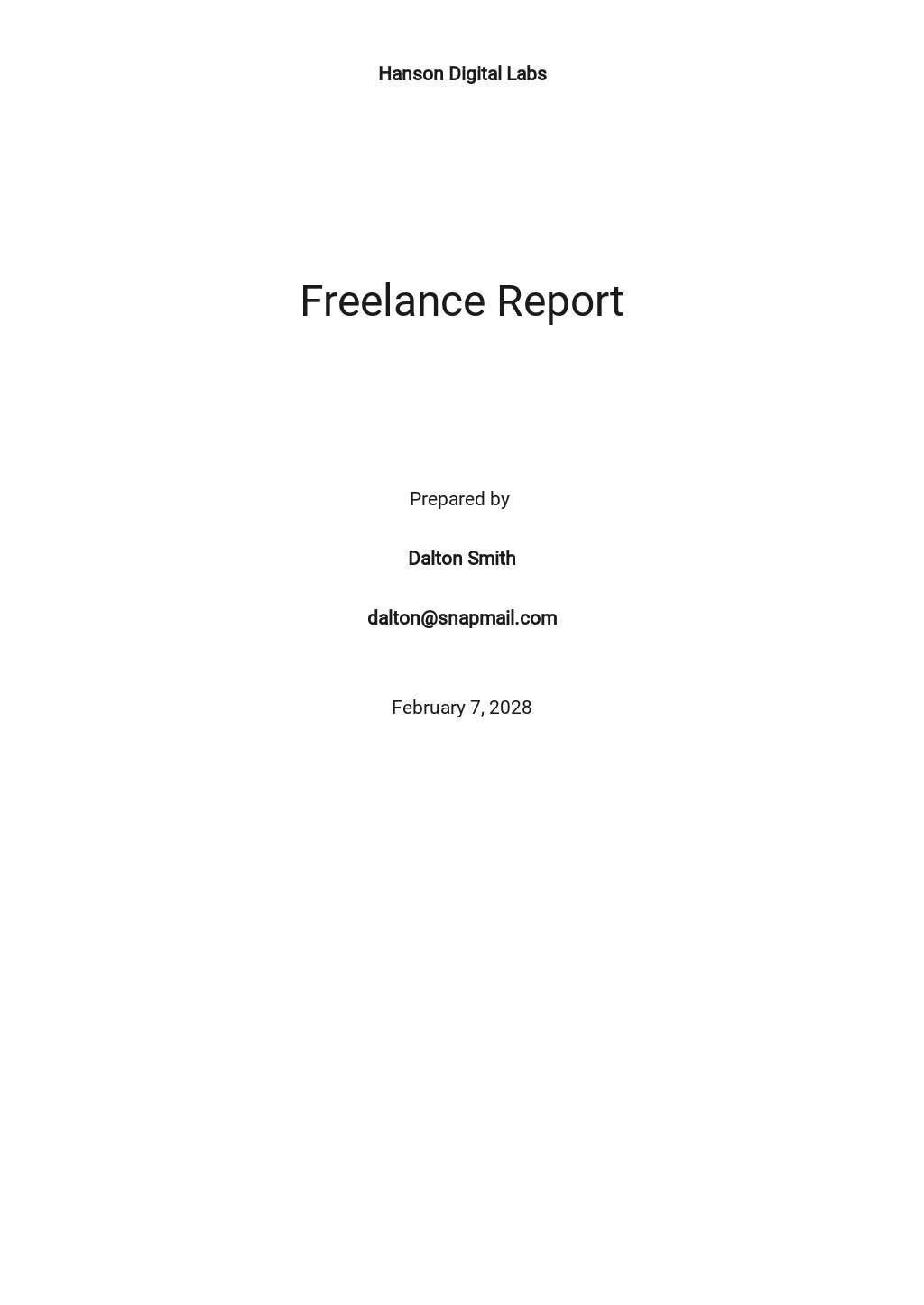 Free Simple Freelance Report Template