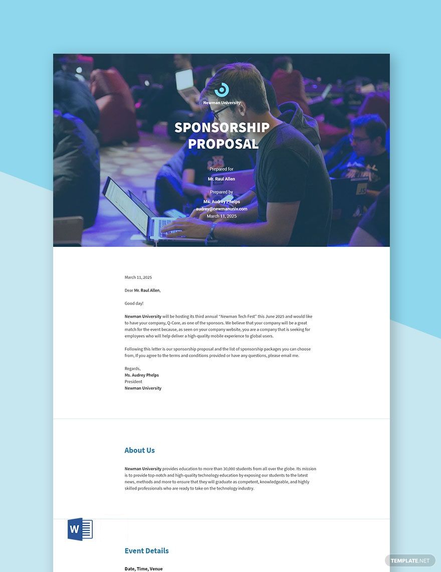 Sponsorship Proposal Sample Template - Google Docs, Word, Apple Pages ...