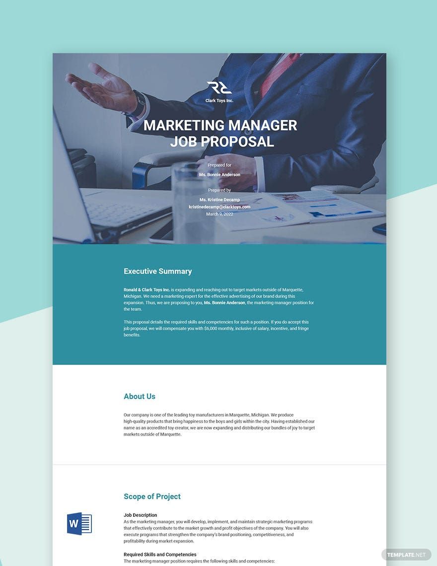 Job Proposal Sample Template Word Template