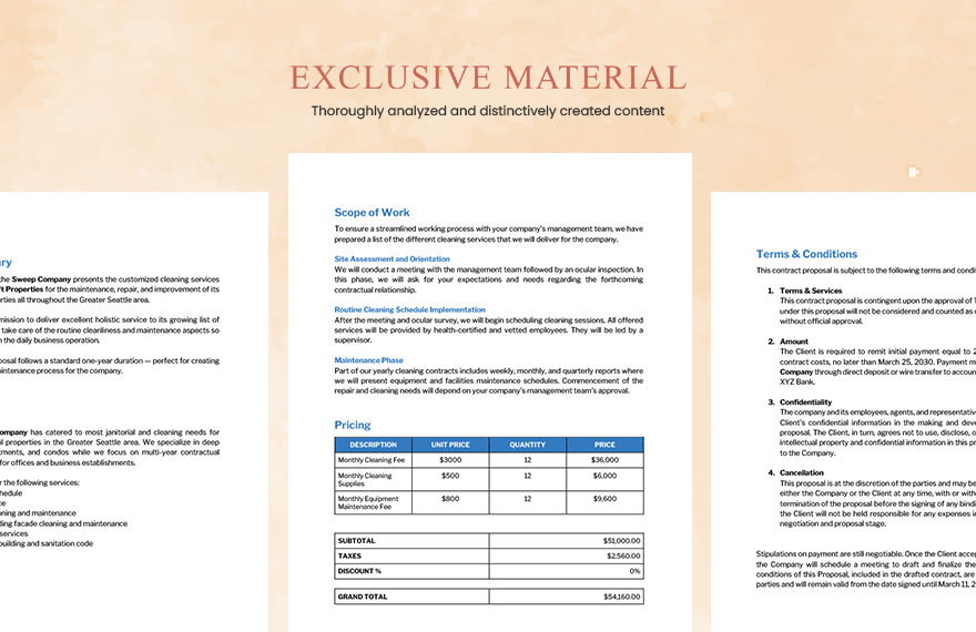 Contract Proposal Sample Template - Word, Google Docs, Apple Pages