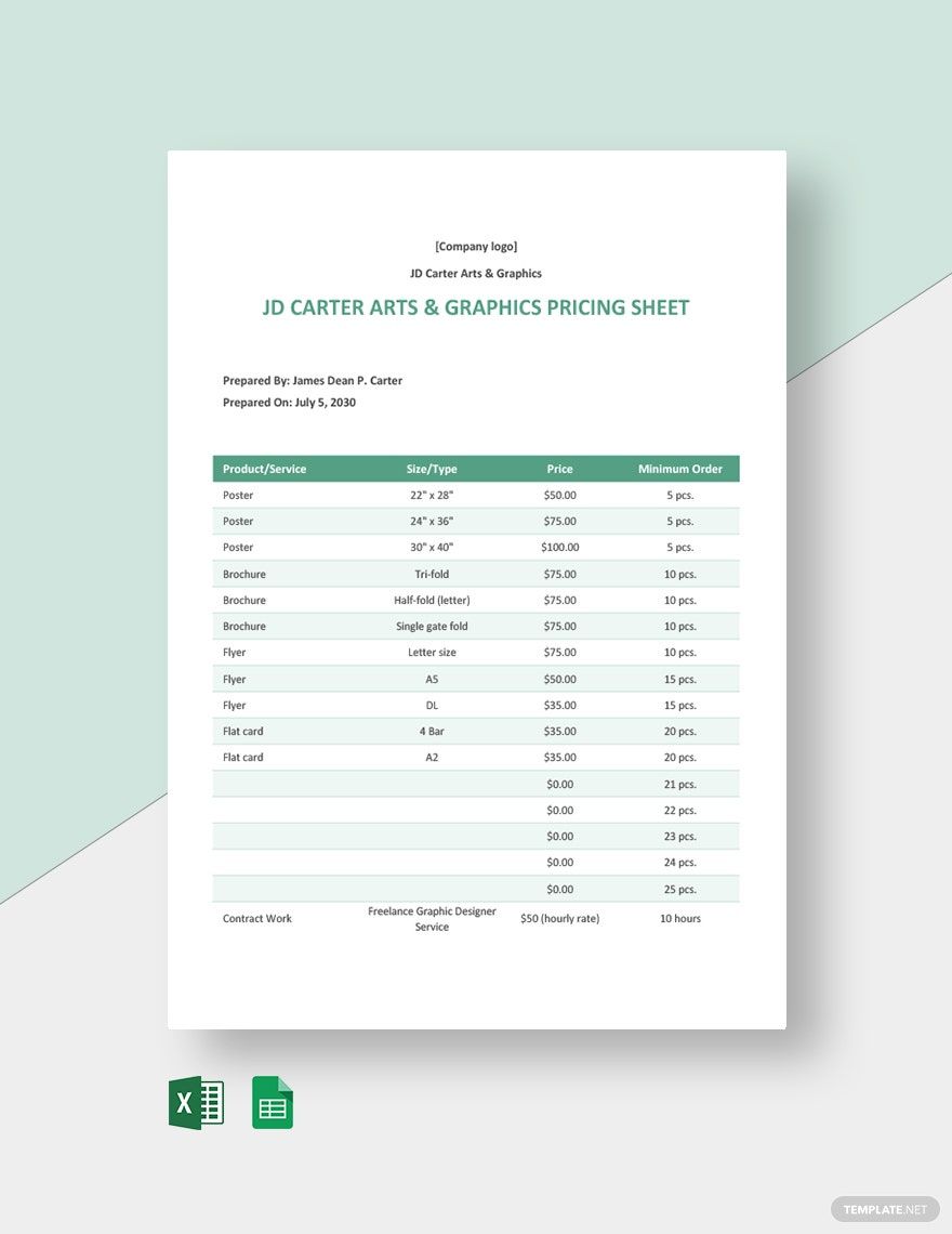 Freelance Pricing Worksheet Template Download In Word Google Docs 