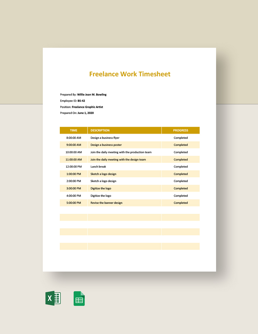 Free Sample Work From Home Timesheet Template - Google Sheets, Excel ...