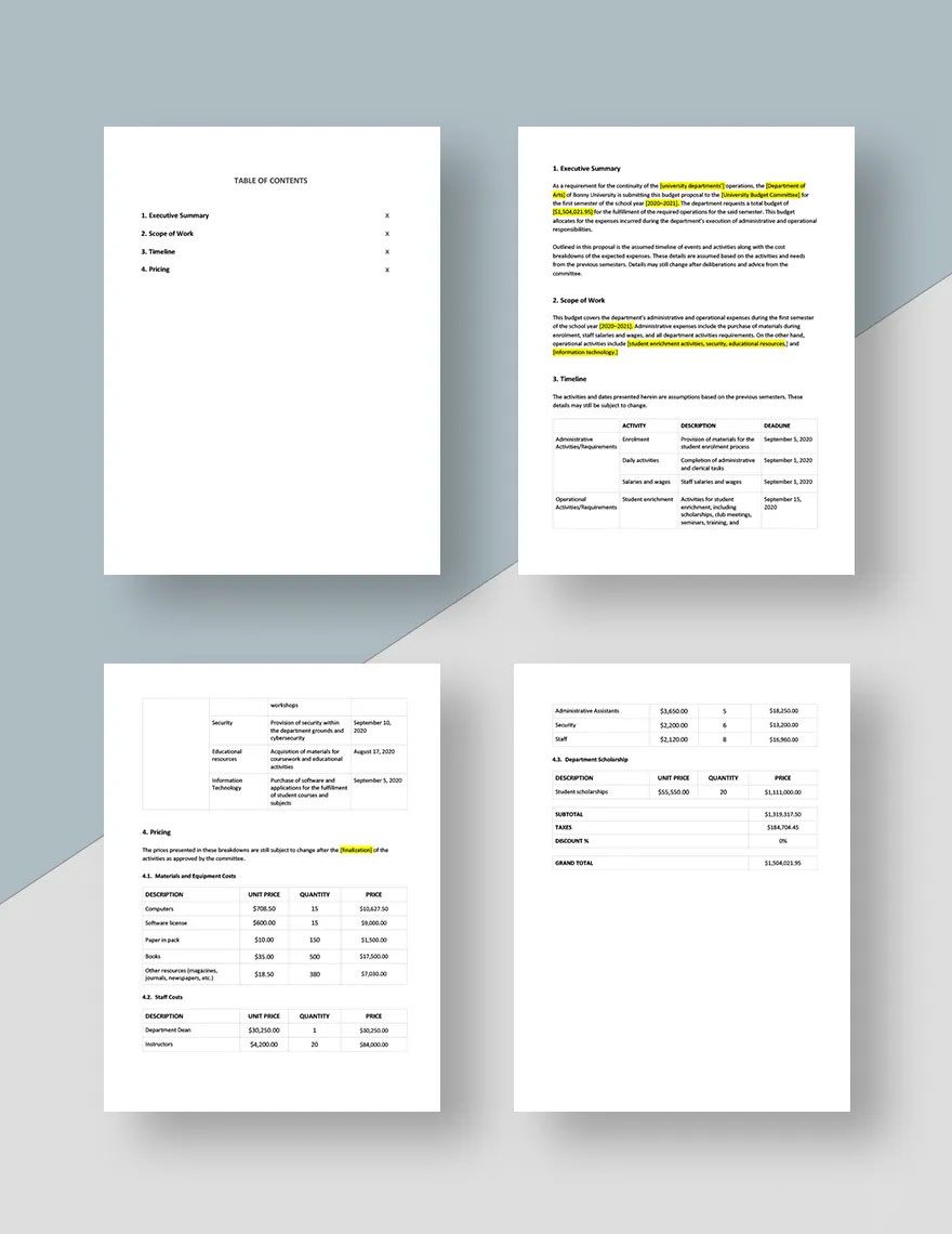 University Budget Proposal Template Download In Word Google Docs 