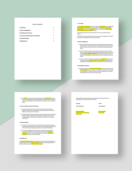Free Simple University Contract Template - Google Docs, Word | Template.net