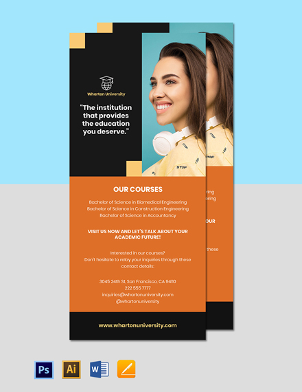 Free Modern University Rack Card Template - Illustrator, Word, Apple ...