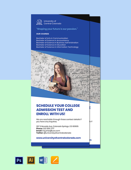 University Promotion Rack Card Template - Illustrator, Word, Apple ...
