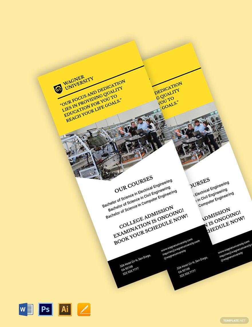 Free Sample University Rack Card Template - Illustrator, Word, Apple ...