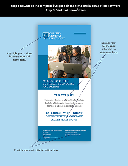 Free Modern University Rack Card Template - Illustrator, Word, Apple ...