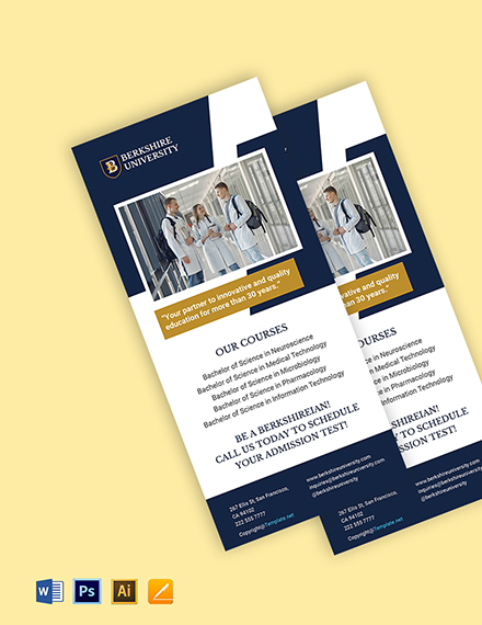 Free Simple University Rack Card Template