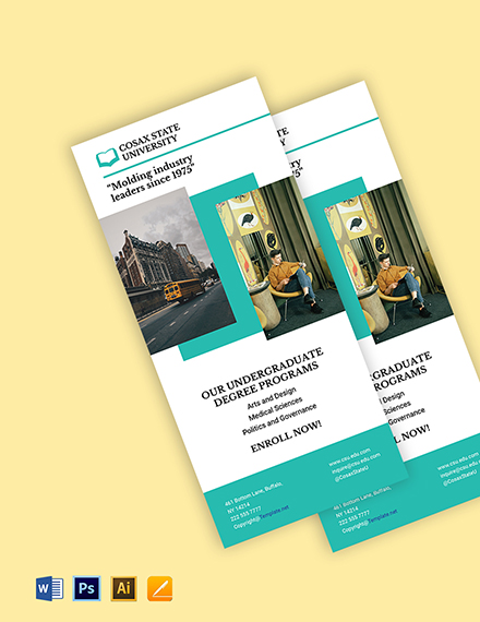 Free Modern University Rack Card Template - Illustrator, Word, Apple ...