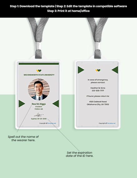 Free Modern University ID Card Template - Illustrator, Word, Apple ...