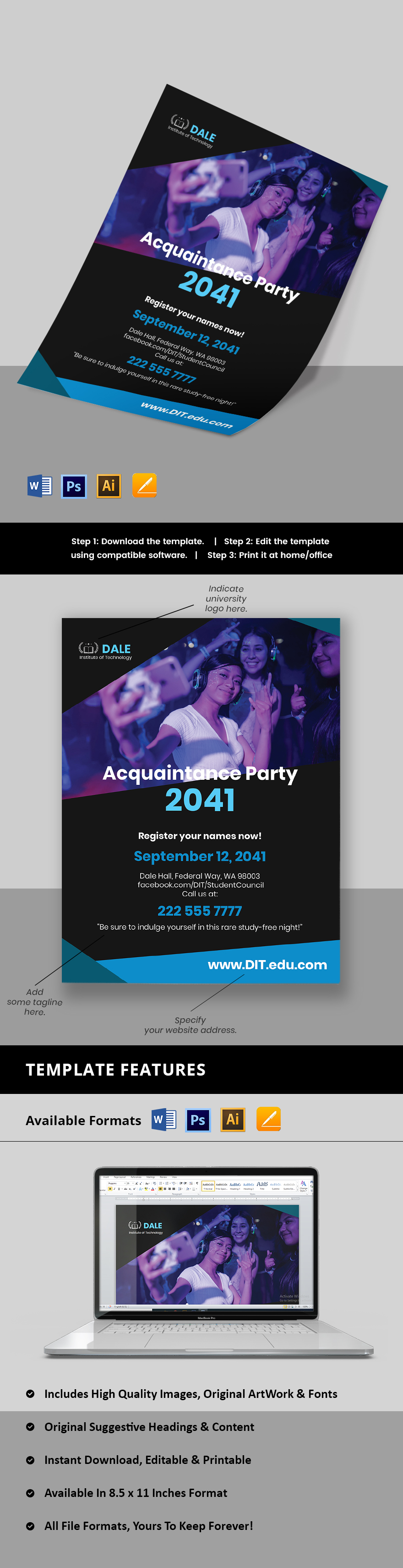 Free Modern University Flyer Template - Google Docs, Illustrator, Word ...