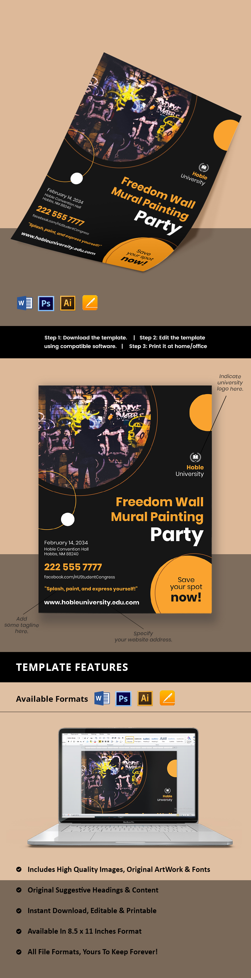 Free Modern University Flyer Template - Google Docs, Illustrator, Word ...