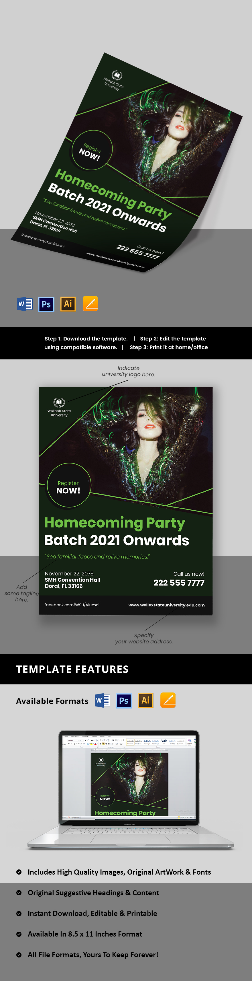 Free University Event Flyer Template - Google Docs, Illustrator, Word ...
