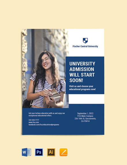 Free Simple University Flyer Template - Google Docs, Illustrator, Word ...