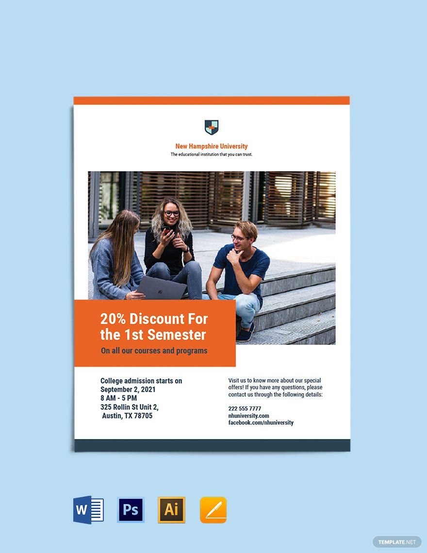 Free Modern University Flyer Template - Google Docs, Illustrator, Word ...