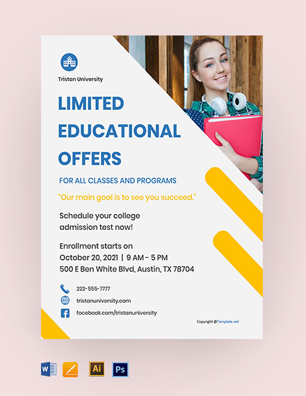 Free Elegant University Flyer Template - Google Docs, Illustrator, Word ...