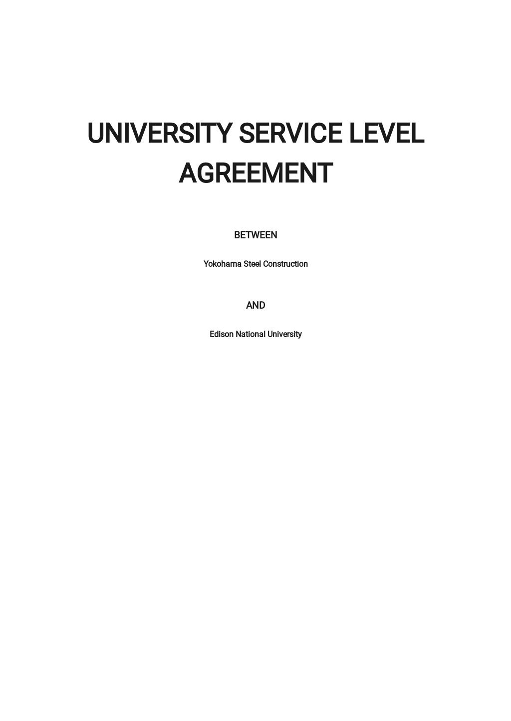 University Service Level Agreement Template