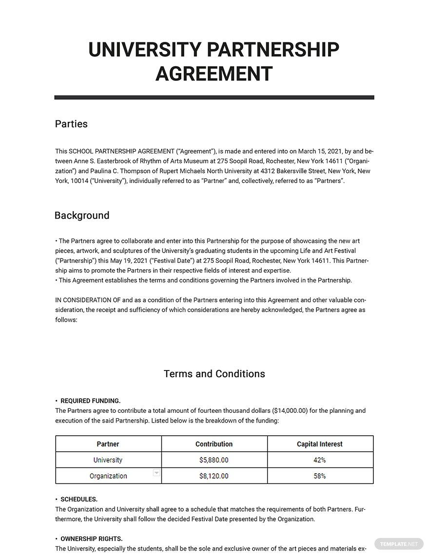 Corporate Partnership Agreement Template - Google Docs, Word, Apple ...