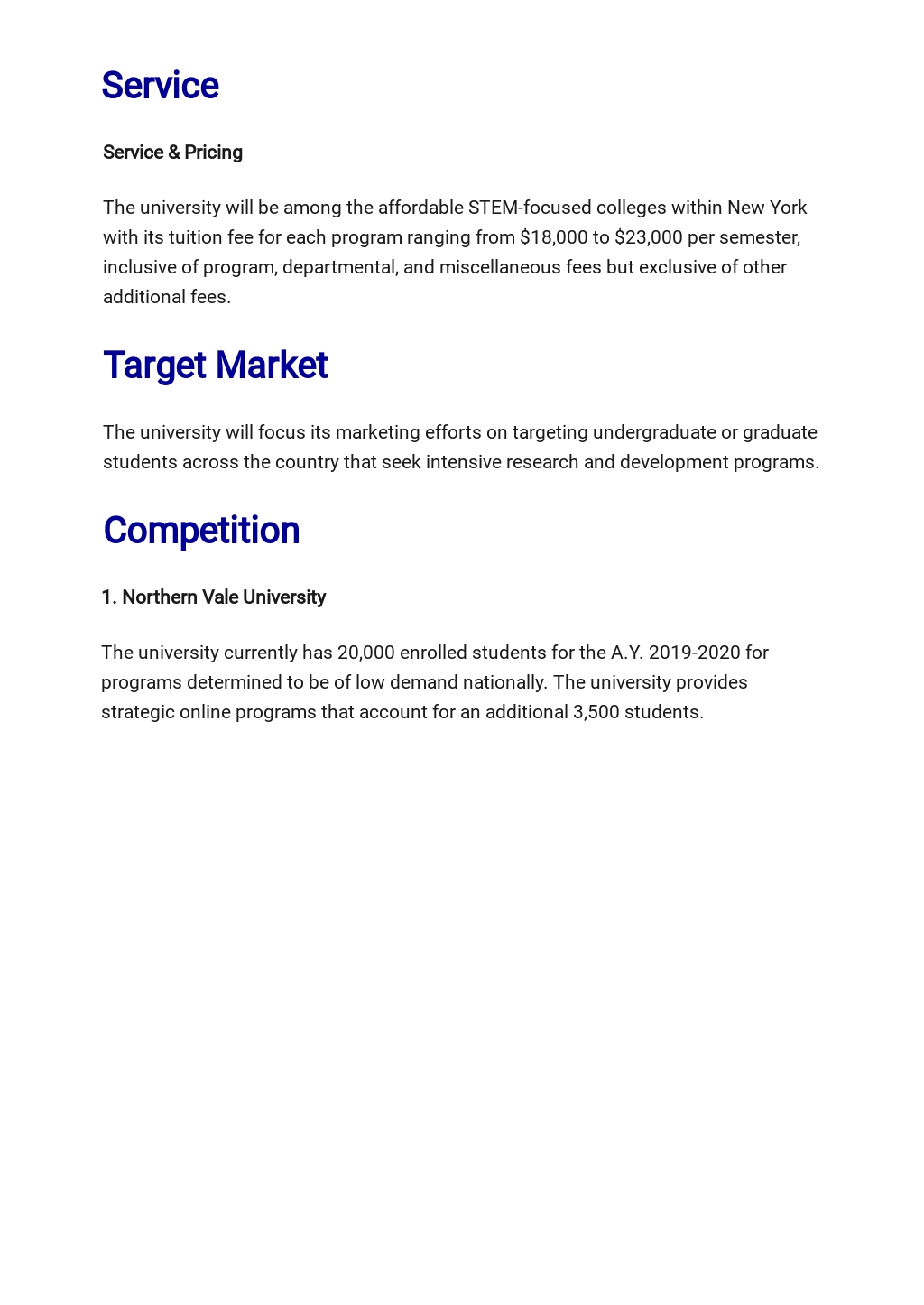 Blank University Business Plan Template [Free PDF] - Word (DOC ...