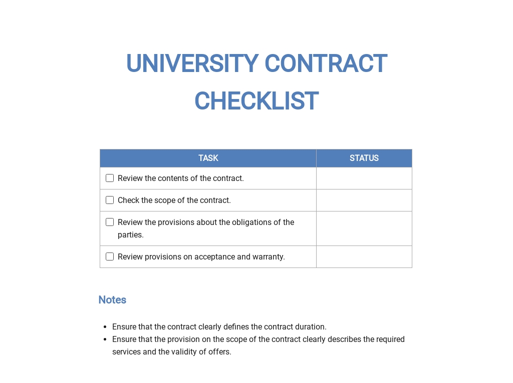 FREE Sample University Contract - Word | Google Docs