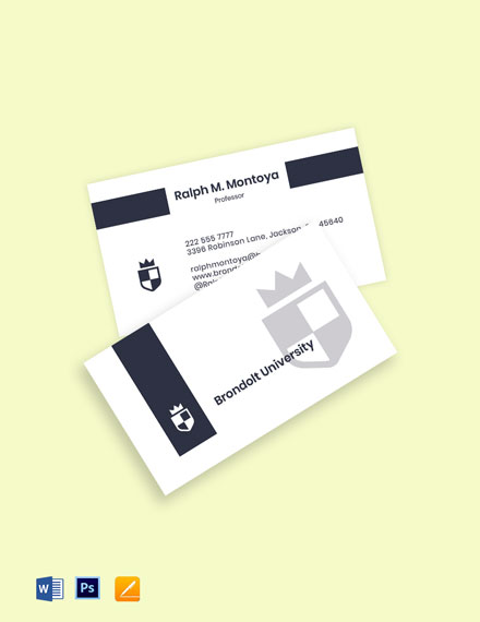 Free Simple University Business Card Template - Word, Apple Pages, PSD ...