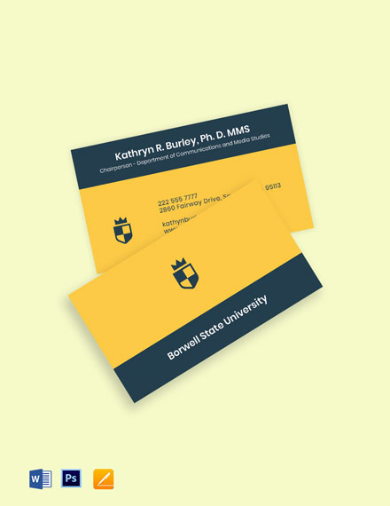 Free Simple University Business Card Template - Word, Apple Pages, PSD ...