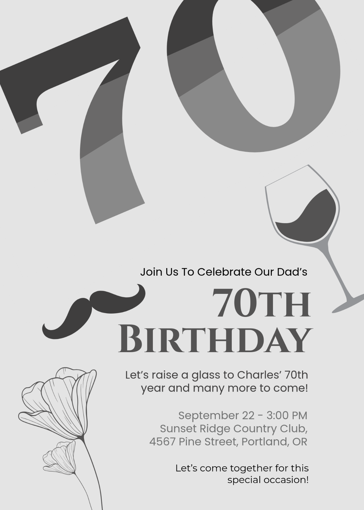 Free Navy Blue Background 70th Birthday Invitation Template To Edit Online Free Navy Blue Background 70th Birthday Invitation Template To Edit Online