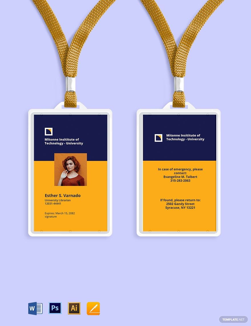 Free Modern University ID Card Template - Illustrator, Word, Apple ...