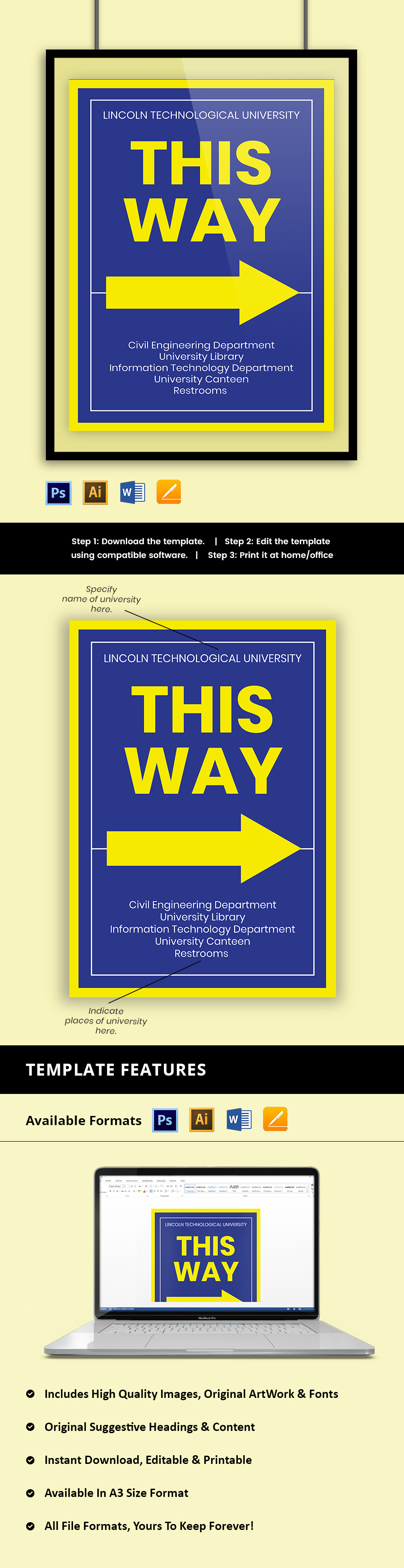 University Welcome Sign Template - Illustrator, Word, Apple Pages, PSD ...