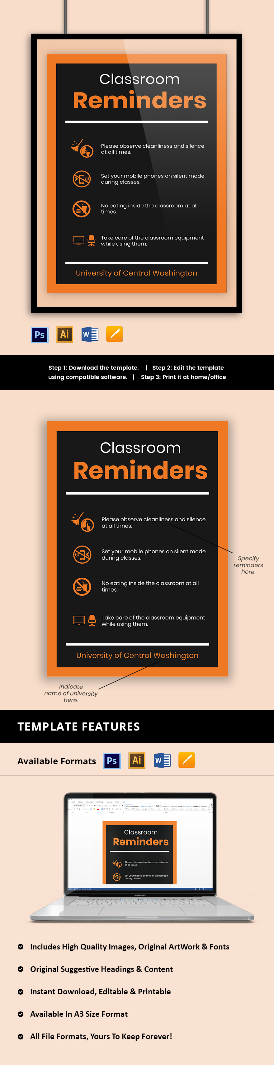 University Welcome Sign Template - Illustrator, Word, Apple Pages, PSD ...