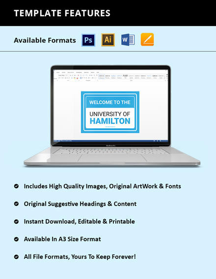 University Welcome Sign Template - Illustrator, Word, Apple Pages, PSD ...