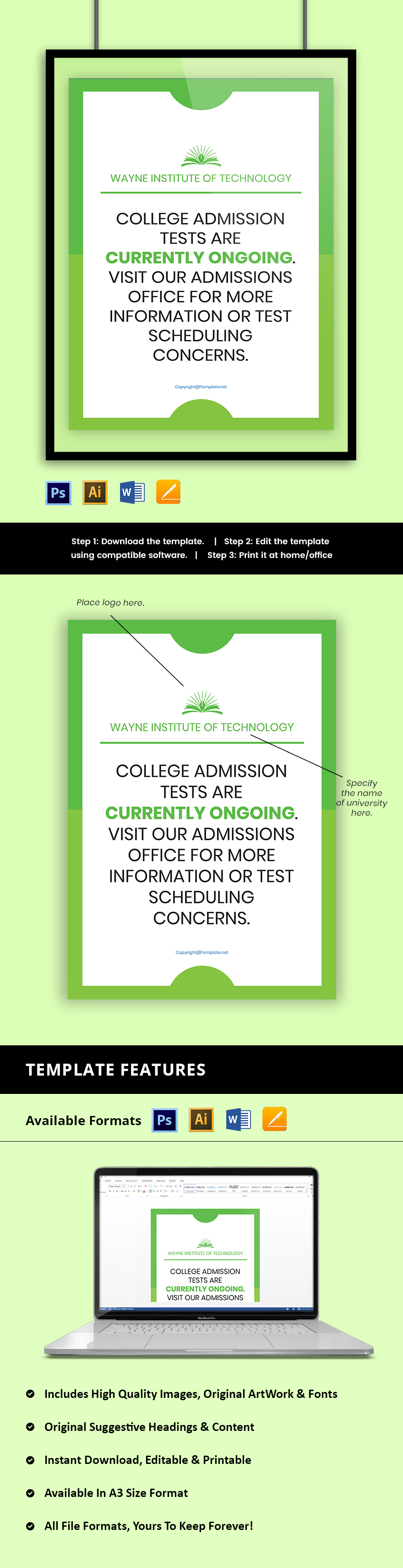 University College Board Sign Template - Illustrator, Word, Apple Pages ...