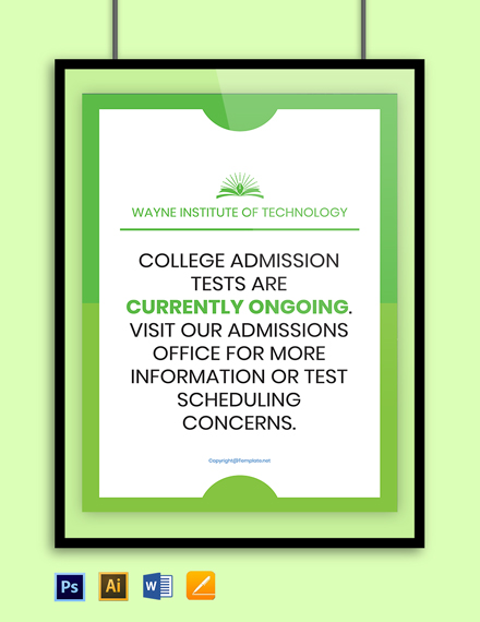 University College Board Sign Template - Illustrator, Word, Apple Pages ...