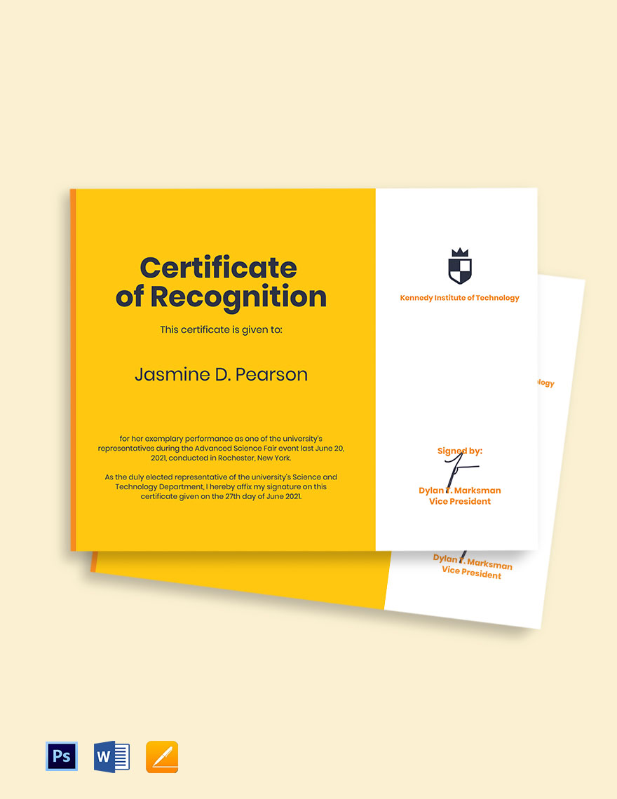 University Award Certificate Template - Word, Apple Pages, PSD ...