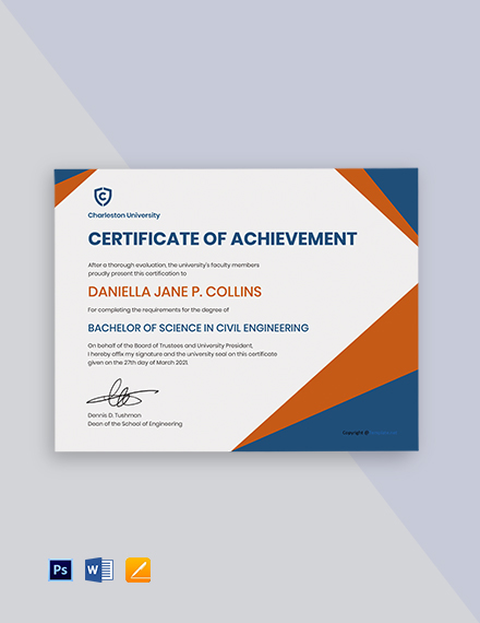 FREE Sample University Certificate - Word | PSD | Apple (MAC) Pages