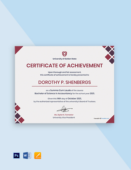 FREE Simple University Certificate - Word | PSD | Apple (MAC) Pages ...