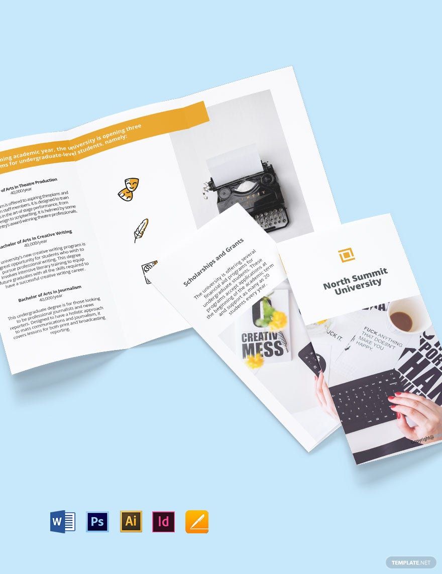 University Tri-Fold Brochure Template - Illustrator, Word, Apple Pages ...