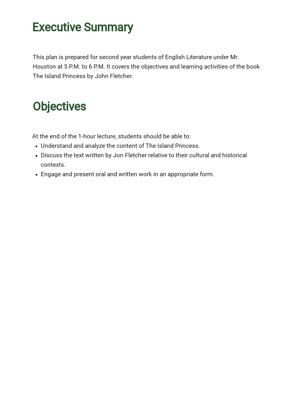 University Lesson Plan Template Google Docs Word Apple Pages