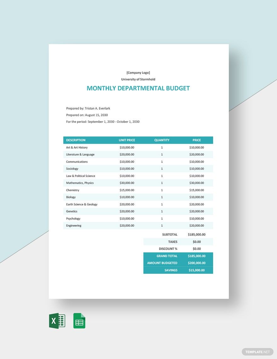 FREE University Budget Excel Template Download Template