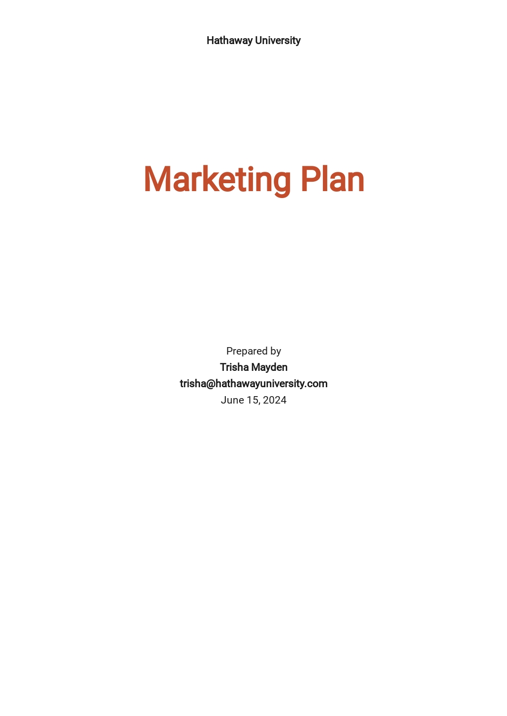 Editable University Marketing Plan Template
