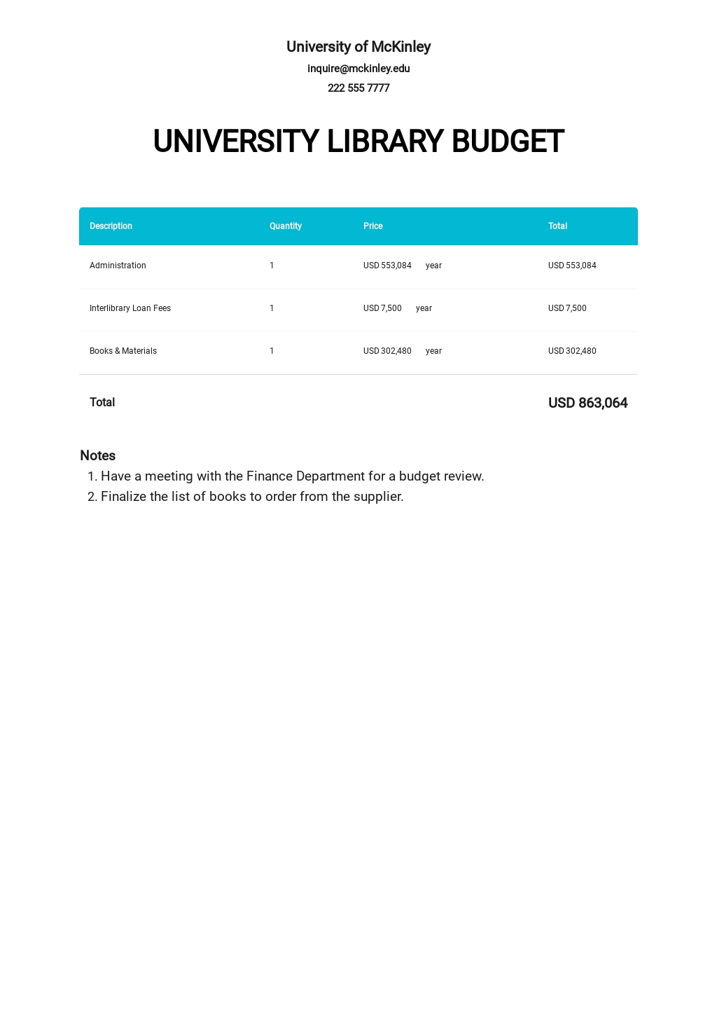 Monthly Household Budget Template