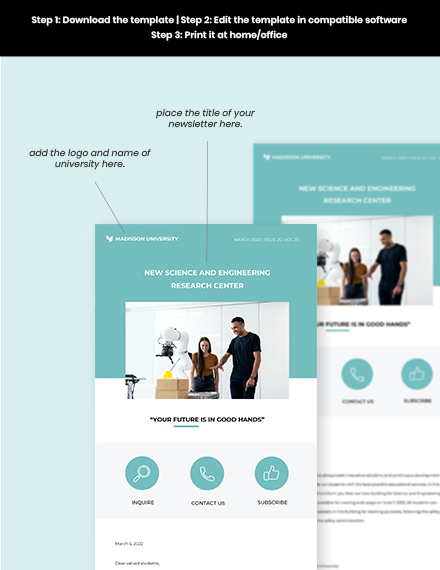 University Newsletter Template [Free PSD] - HTML5, Word, Apple Pages