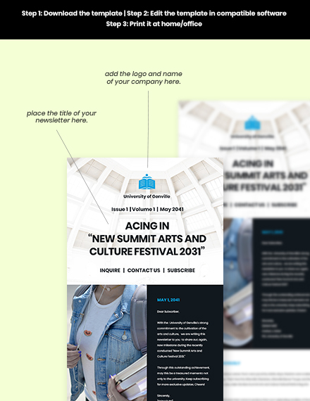 FREE Simple University Newsletter Template - Word (DOC) | PSD | Apple ...